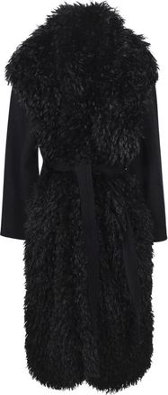 Jucca Femme, Vestes, Noir, Taille: 36 FR Cappotto pannello frontale in ecopelliccia