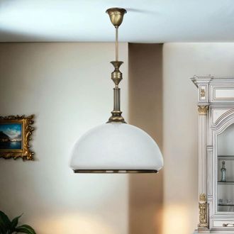 Licht-Erlebnisse Licht-erlebnisse - Plafonnier Blanc Laiton E27 Verre M&eacute;tal &oslash; 40 cm Plafonnier Art Nouveau Salon