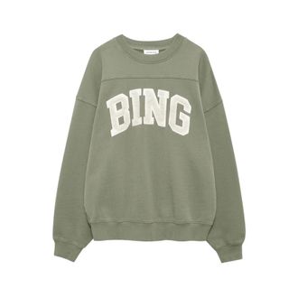 Anine Bing Femme, Sweatshirts et sweats &agrave; capuche, Vert, Taille: 36 FR SweaT-shirt &agrave; col rond avec appliqu&eacute;