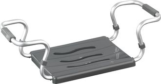 WENKO Badewannensitz Secura Silber, Ausziehbar von 55 bis 65 cm, 120 kg Tragkraft, 55-65 x 18 x 26 cm