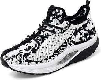 Generic ZBDP Chaussures de sport compensées pour femme - Pour fitness, gym, marche, noir/blanc, 38.5 EU