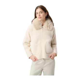 Joseph Ribkoff Veste &agrave; col amovible en fausse fourrure - Femme - Vestes - Beige - Taille: 40 FR