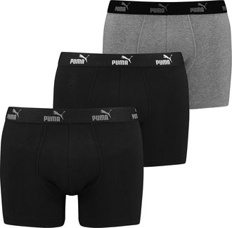 Puma 3er Pack Elements Boxer Boxershorts Herren Unterwäsche sportliche Retro Pants, Farbe:Black/Grey Combo, Bekleidungsgröße:XL