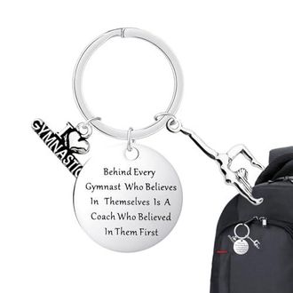 Generico Keychain Gymnastique - Porte-cl&eacute;s de gymnastique, pendentif pour sac en acier inoxydable, porte-cl&eacute;s pour sac &agrave; dos gymnastique F | cl&eacute;s de voiture en