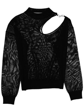 Circus Hotel Cut-Out Jersey Blouse - Black
