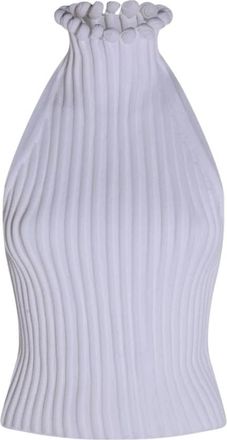 Alaia Femme, Tops, Blanc, Taille: 36 FR Ribbed Knit Curled Trimmed Halter Top