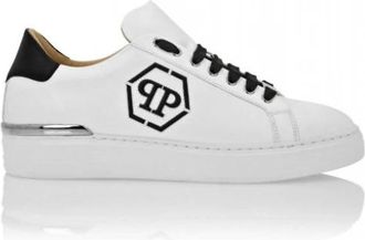 Philipp Plein Homme, Chaussures, Blanc, Taille: 41 EU Nappa Leather Lo-Top Baskets Hexagon