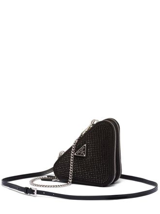 Prada mini pochette à ornements en cristal - Noir