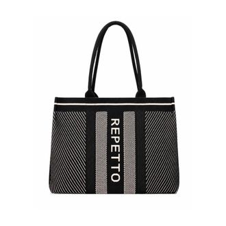 Repetto Cabas tress&eacute; noir et blanc - Femme - Sacs - Gris - Taille: ONE Size