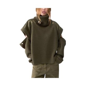 Liu Jo Pull &agrave; col roul&eacute; avec d&eacute;coupe - Femme - Pulls - Vert - Taille: 38 FR