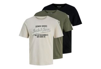 Jack & Jones T-Shirt 3er Pack JJ Ethan Tee SS Crew Neck mit verschiedenen Prints