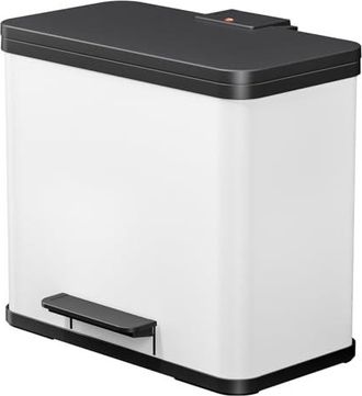 Hailo Poubelle de tri sélectif 2 bacs à pédale 25L (17+9) Hailo Öko Duo Plus L Blanc