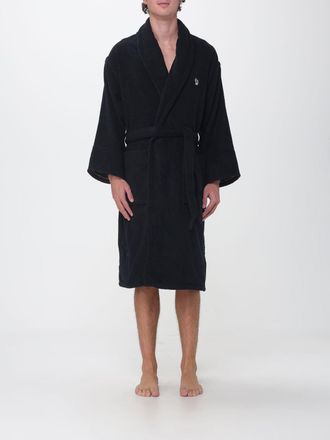 Paul Smith Peignoir en &eacute;ponge de coton avec revers et ceinture &agrave; nouer