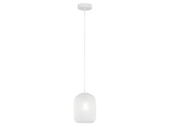 Eco-Light Pendelleuchte ASHFORD Relief Kristall Milchglas Lampenschirm transparent Wei&szlig;, 20cm x &Oslash;15cm