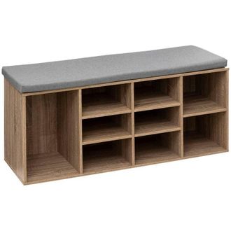 5five Simply Smart 5Five Simply Smart - Meuble &agrave; chaussures x8 effet ch&ecirc;ne naturel - Longueur 105cm - Largeur 34cm - Hauteur 49cm - &Eacute;tag&egrave;re amovible - Coussin