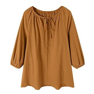 Janly T-shirt blanc pour femmes T-shirt doux &agrave; col rond pour femme pour plus de confort Style d&eacute;contract&eacute; T-shirts noirs simples Col en V Imprim&eacute;, jaune, XX