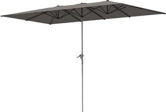 OUTSUNNY Parasol de jardin extérieur, parasol double rectangulaire 451 x 264 cm avec ouverture fermeture manivelle, toile polyester 200 g/m², parasol pour balc