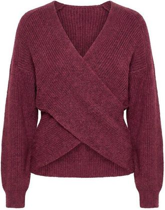 Ulla Popken Strickpullover Pullover Wickeloptik V-Ausschnitt Langarm