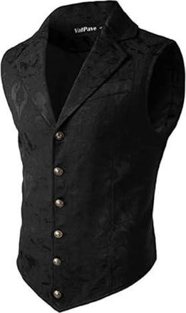 Generic Gilet victorien pour homme - Coupe ajustée - Style gothique - Costume médiéval - Steampunk - Halloween - Traditionnel, Noir, M