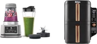 Ninja Ninja Foodi Power Nutri Blender 2-en-1, mixe des bols de smoothie et des boissons glac&eacute;es, CB100EU + Ninja Double Stack XL Air Fryer, Friteuse sans hu