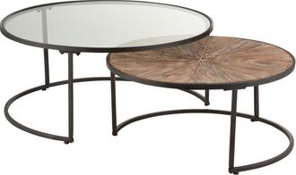 M&S Collection M&s - Lot de 2 tables basses 91 et 74,5 cm en verre, bois et m&eacute;tal