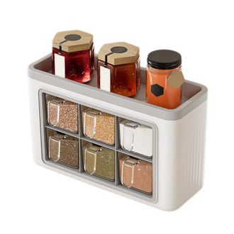 Generico Gew&uuml;rzregal: Gew&uuml;rzbeh&auml;lter mit mehreren F&auml;chern, Platzierungsstruktur ohne Bohren, hygienische Lebensmittelaufbewahrung
