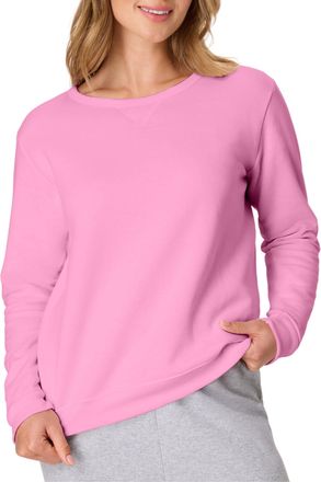 Hanes Damen Crewneck, EcoSmart Fleece Pullover with V-Notch, for Women Sweatshirt, Spirited Pink, XL