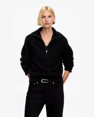 Arket Pullover Aus Alpakawollmischung Mit Rei&szlig;verschluss -Schwarz