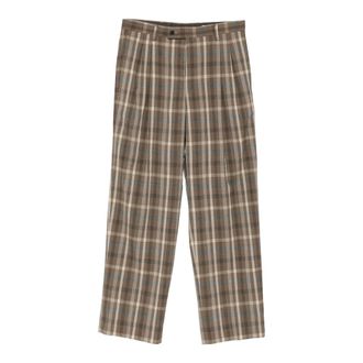 Auralee Homme, Pantalons, Multicolore, Taille: 2XL Pantalon D&eacute;contract&eacute; Super Fine en Laine Tropicale &agrave; Carreaux avec Deux Pinces
