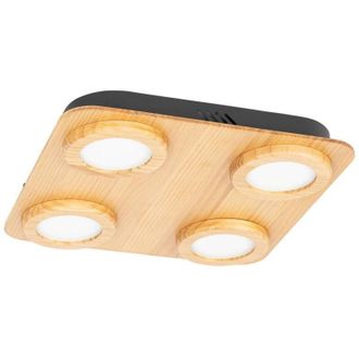 Lindby Lindby - led Plafonnier &agrave; intensit&eacute; variable Joren en bois pour salon & salle &agrave; manger