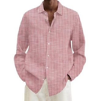 Generic Chemise unie à manches longues pour homme - Automne et hiver - Chemises sportives et décontractées à rayures pour homme - Hauts pour lintérieur et lex