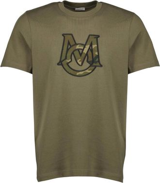 Moncler Homme, Tops, Vert, Taille: M T-shirt monogramme en kaki