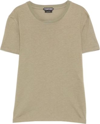 Tom Ford Femme, Tops, Vert, Taille: 36 FR T-shirt ras du cou en coton