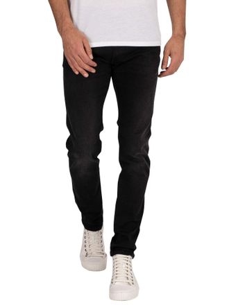 Replay Herren Jeans Anbass Slim-Fit Hyperflex Cloud mit Stretch, Black 098 (Schwarz), 33W / 32L
