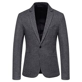 Generic Blazer pied-de-poule coupe ajust&eacute;e, blazer &agrave; carreaux de style tweed avec bouton unique, veste de costume intelligente, manteau formel &agrave; motif vintage