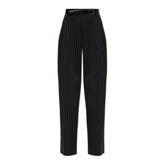 Dolce & Gabbana Pantalon en laine &agrave; rayures - Femme - Pantalons - Noir - Taille: 42 FR