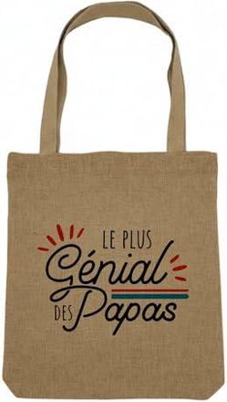 Fabulous Sac Shopping Tote Bag Aspect Lin - Le Plus G&eacute;nial des Papas P&egrave;re Famille Amour - Sac de Courses Toile Epaisse 360g Beige Naturel Cabas Port&eacute; Epaule So
