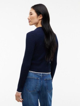Tommy Jeans Polokragenpullover TJW MICRO CABLE POLO SWEATER EXT Viskosemischung, mit Zopfmuster