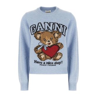 Ganni Femme, Pulls, Bleu, Taille: 40 FR Pull Graphique en Laine