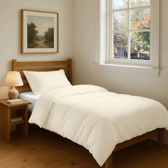 Pizuna Bettw&auml;sche 155x200 Baumwolle Neu Elfenbein, 400 Fadenzahl 100% Langstapelige Baumwolle weiche Satinbindung, Bettbezug 155x200 cm mit Knopfverschluss u