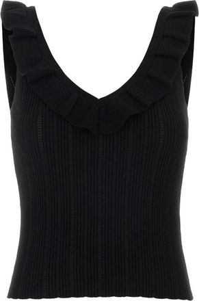 Blumarine Femme, Pulls, Noir, Taille: 36 FR D&eacute;bardeur en maille m&eacute;lang&eacute;e de viscose