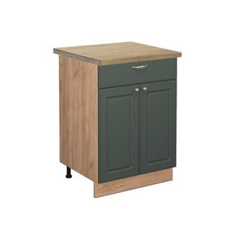 Vicco Meuble Cuisine Fame-Line, Vert Or Campagne/Ch&ecirc;ne de Force dor&eacute;, 60 cm avec tiroir, PT Ch&ecirc;ne