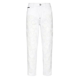 Philipp Plein Femme, Jeans, Blanc, Taille: W31 Jeans Mom Fit Heart