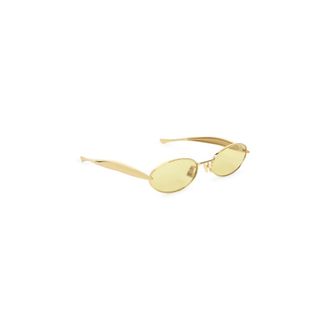 Bottega Veneta Femme, Accessoires, Jaune, Taille: ONE Size Lunettes de Soleil M&eacute;talliques Rondes Verres Jaunes