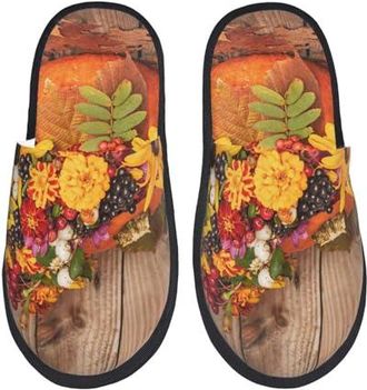 Generic Pantoufles Bouquet DAutomne Citrouille Cozy Pantoufles De Voyage Unisexe Chaussons Pour Voyage Camping Homme L