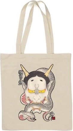 Generic Hannya Kijo Japan Tattoo Snake Japan Sac fourre-tout en coton naturel Blanc