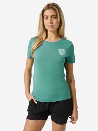 super.natural Print-Shirt f&uuml;r Damen, Merino LITTLE HEARTWOOD TEE Herz Motiv, Love