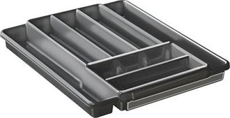 Rotho Domino Plateau à couverts avec 7 compartiments, Plastique (PP) sans BPA, anthracite, (39.7 x 34.1 x 5.1 cm)