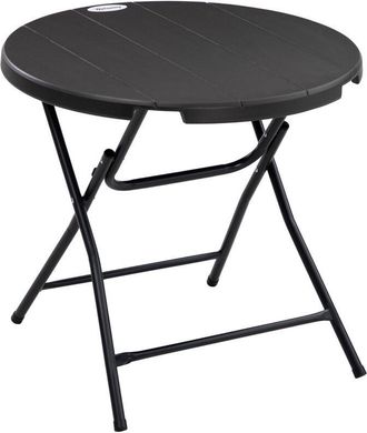 OUTSUNNY Table de jardin pliable 4 personnes table ronde pliante &Oslash; 80 cm acier &eacute;poxy plateau HDPE aspect bois gris