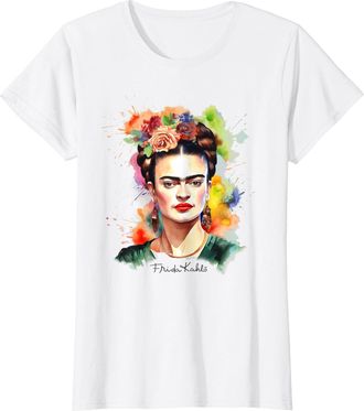 Frida Kahlo T-Shirt mit halblangen Ärmeln, Weiß, X-Small, Damen, Klassisch, Kunst-T-Shirt